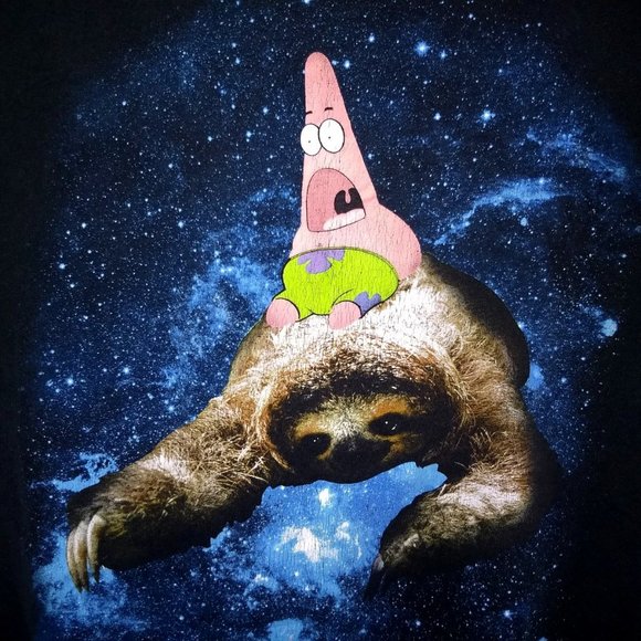 Nickelodeon | Tops | Patrick Star On A Sloth Tee Small Tshirt Spongebob ...